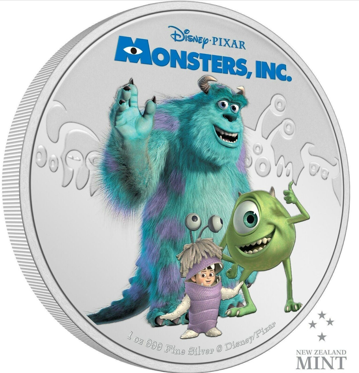 2021 Monsters Inc 1 Oz .999 Silver Coin 20th Anniversary Disney Pixar ...