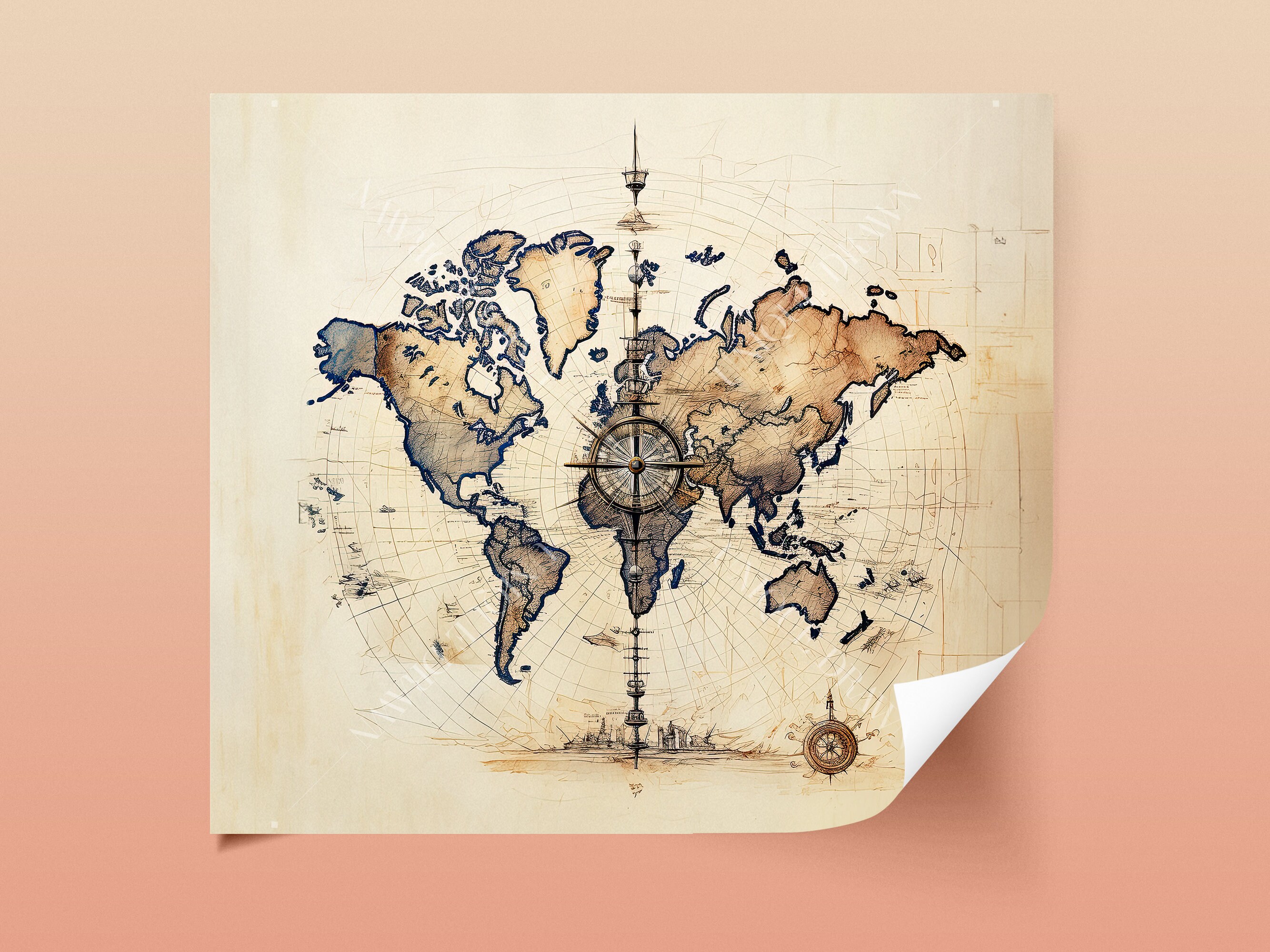Ancient Map of the World, Antique Style Drawing Map, 20oz Skinny ...
