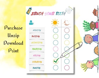 Tooth Brushing Chore Chart Printables - Etsy