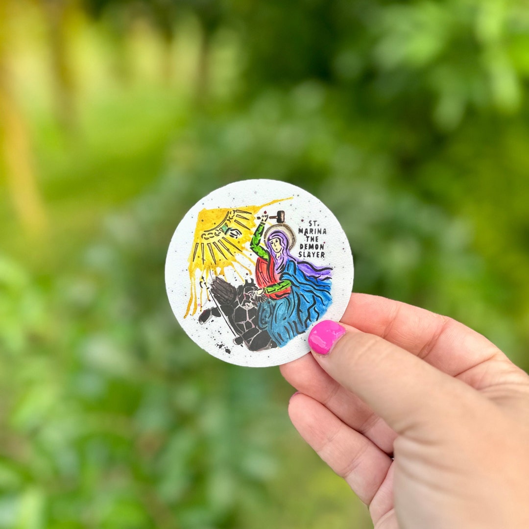 St. Marina the Demon-slayer Watercolor Sticker - Etsy