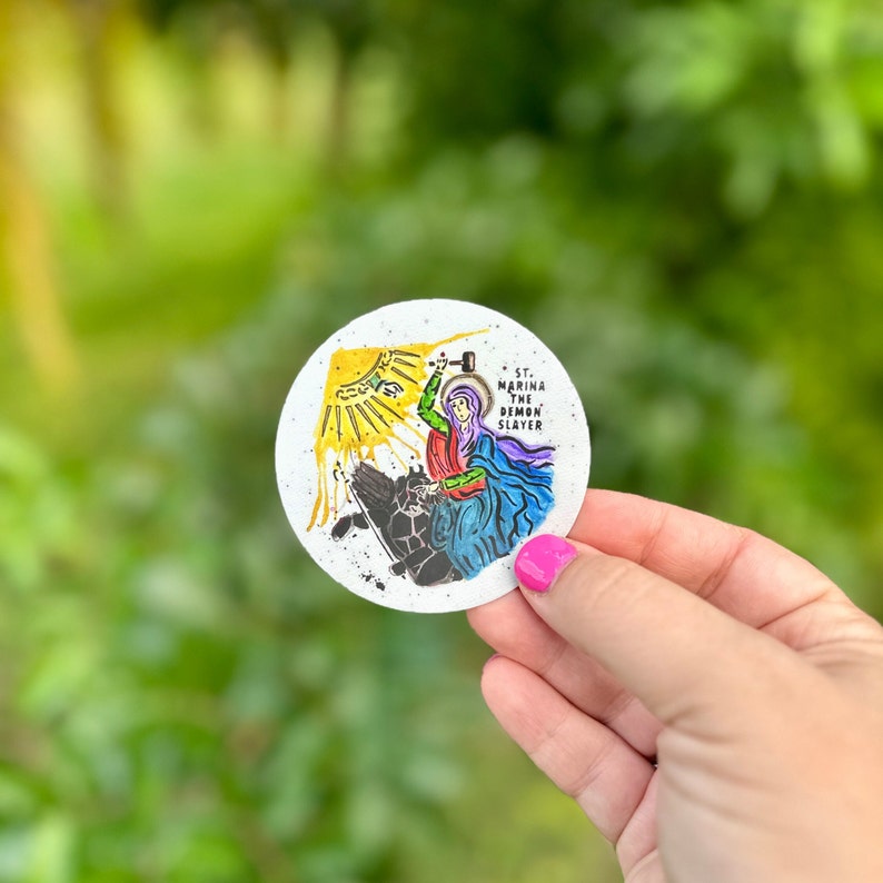 St. Marina the Demon-slayer Watercolor Sticker - Etsy