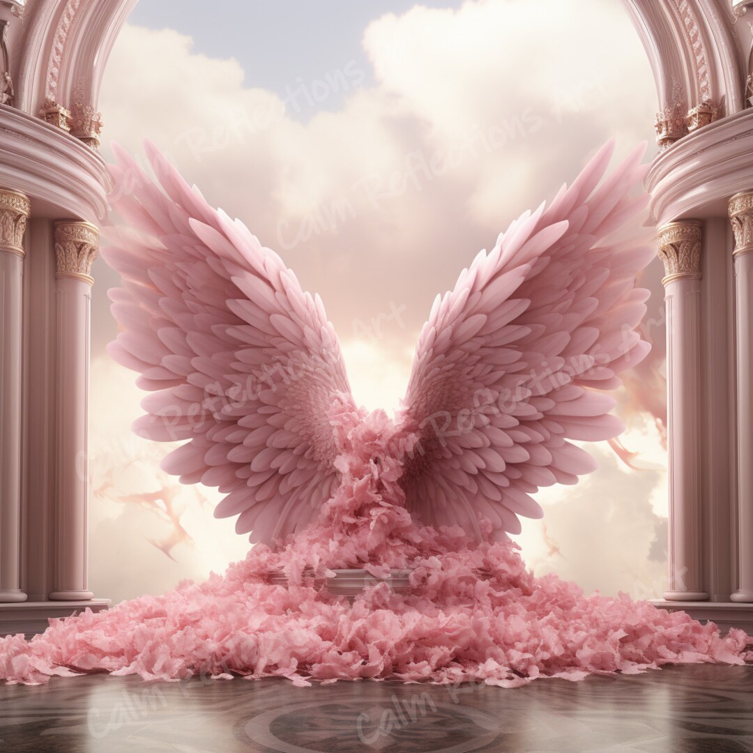 Pink Angels Wings Pink Clouds Memorial Background Heaven Backdrop ...