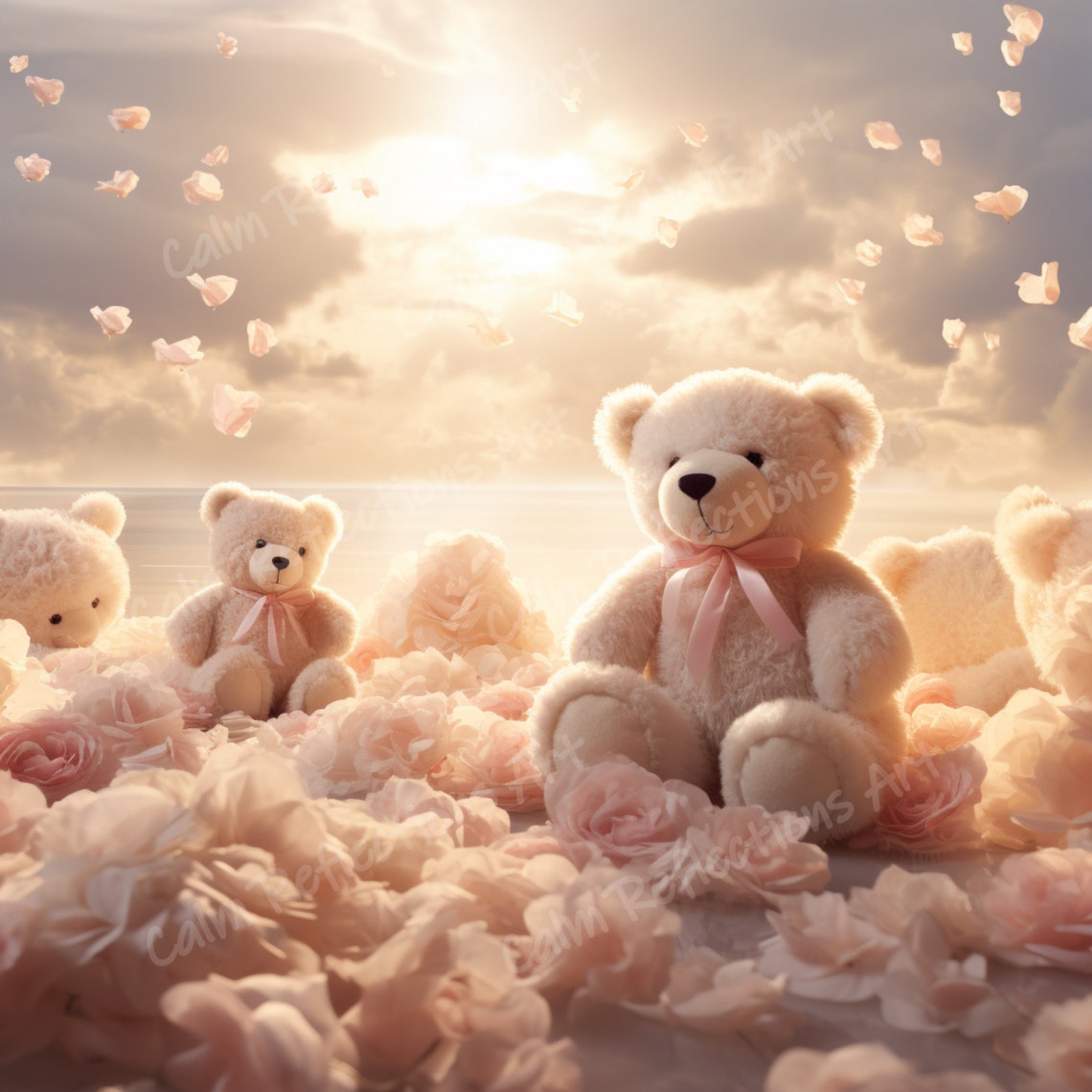 Pink Teddys, Pink Clouds and Petals Childs Memorial Background Heaven ...