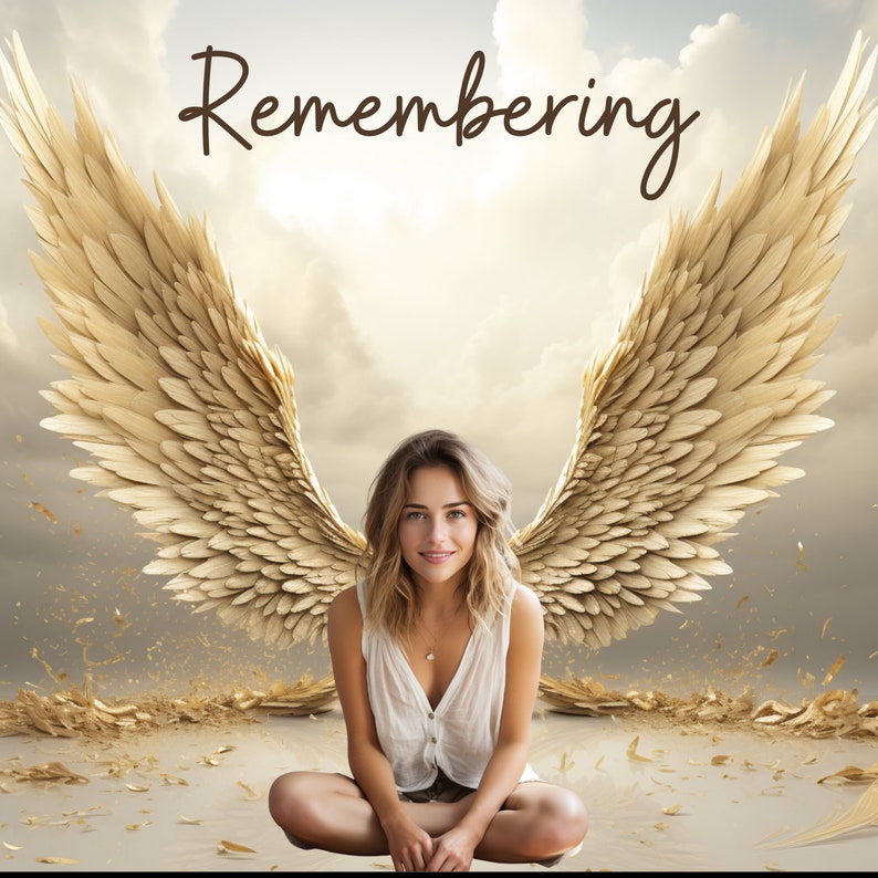Gold Angels Wings Memorial Background Heaven Backdrop Memorial Template ...