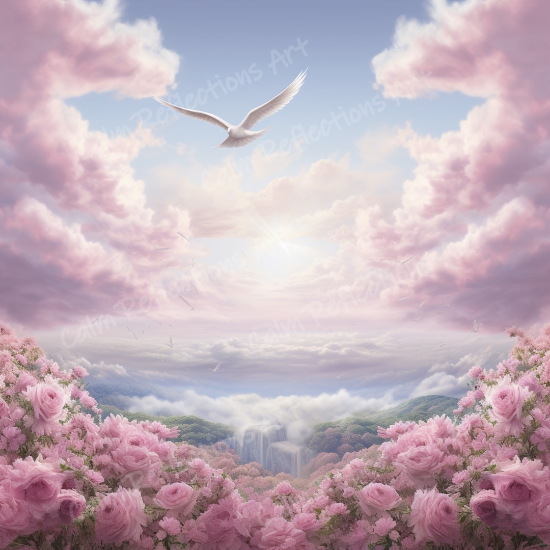 Pink Floral Field Memorial Background Heaven Backdrop Memorial Template ...