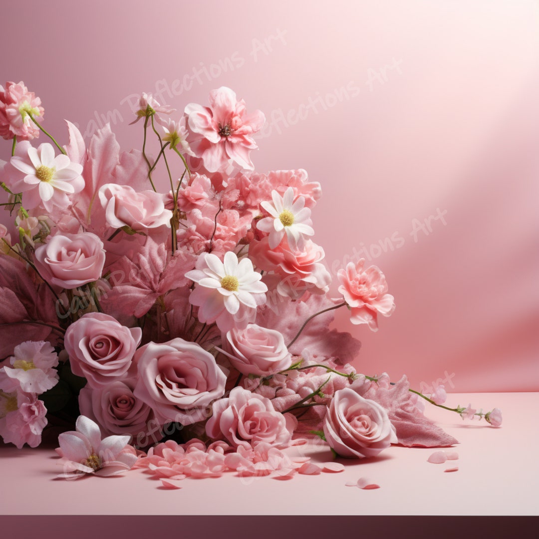 Pink Floral Frame Pink Flower Memorial Background Heaven Backdrop ...