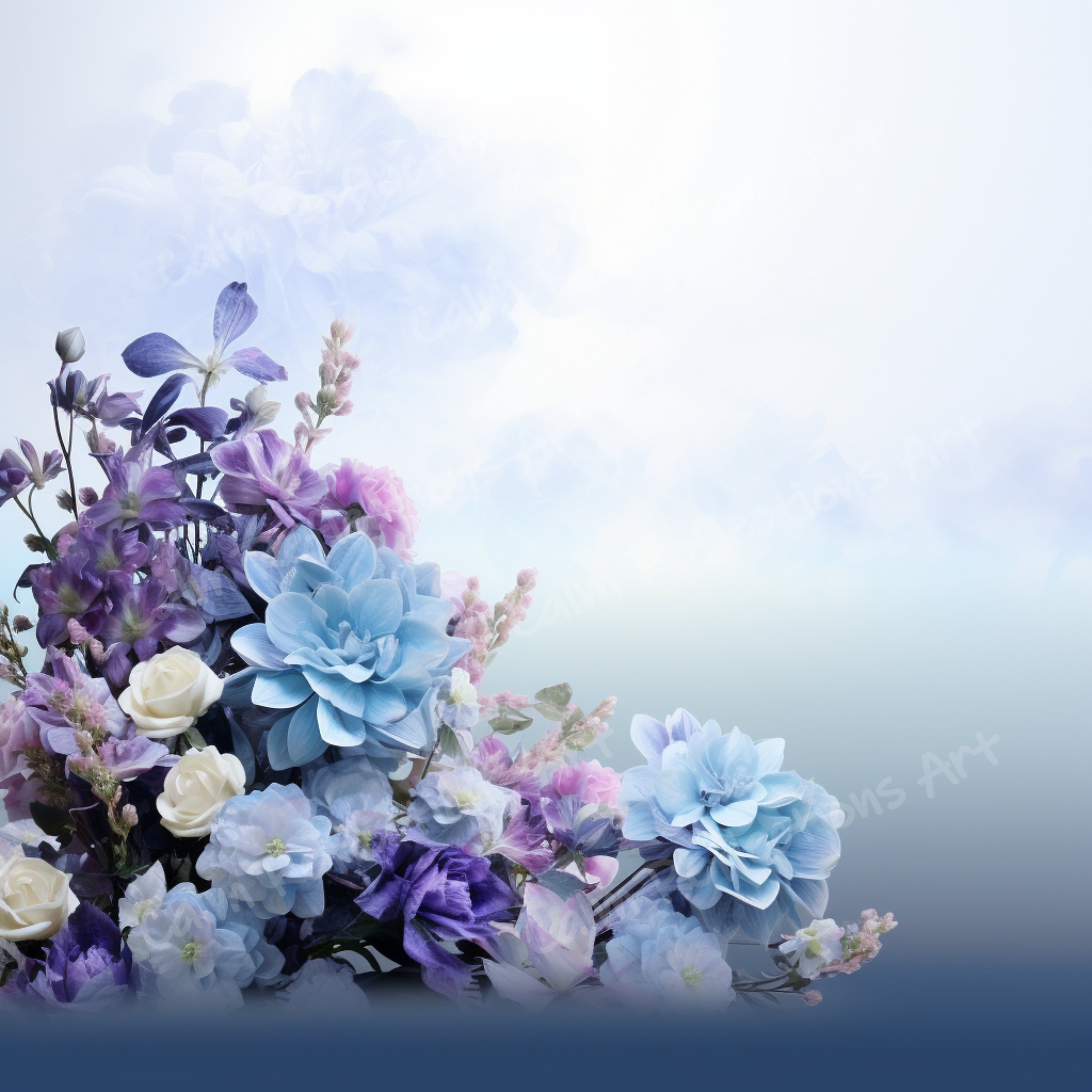 Blue Floral Frame Blue Flowers Memorial Background Heaven Backdrop ...