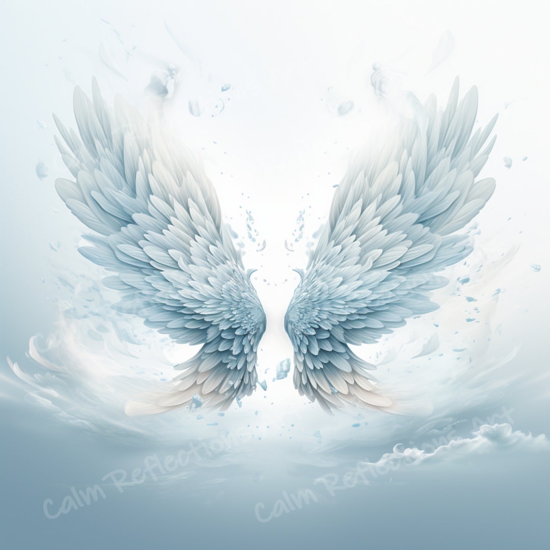 Light Blue Angel Wings White Sky Memorial Background Heaven Backdrop ...