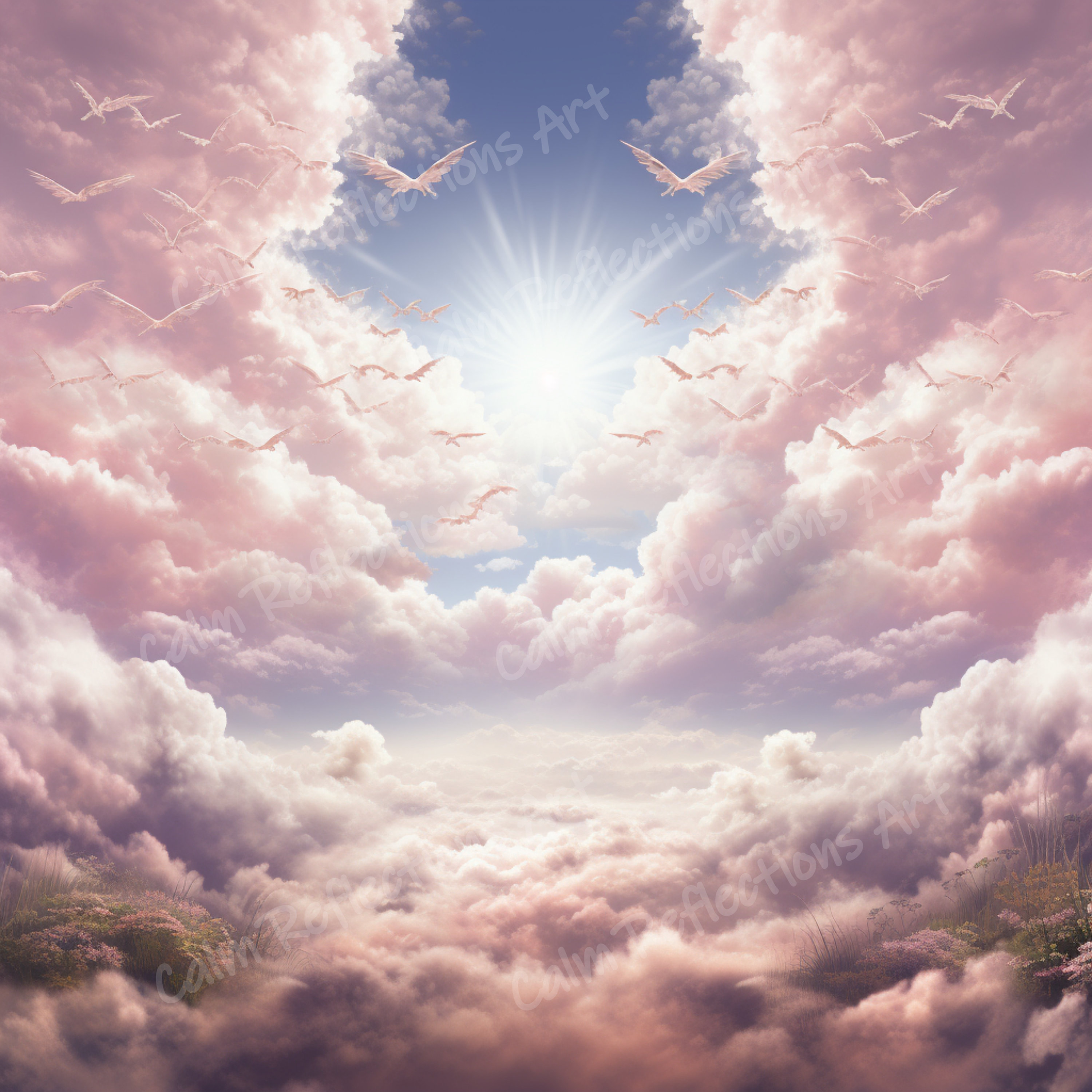 Pink Heavens View Pink Clouds Memorial Background Heaven Backdrop Memorial Template Printable ...