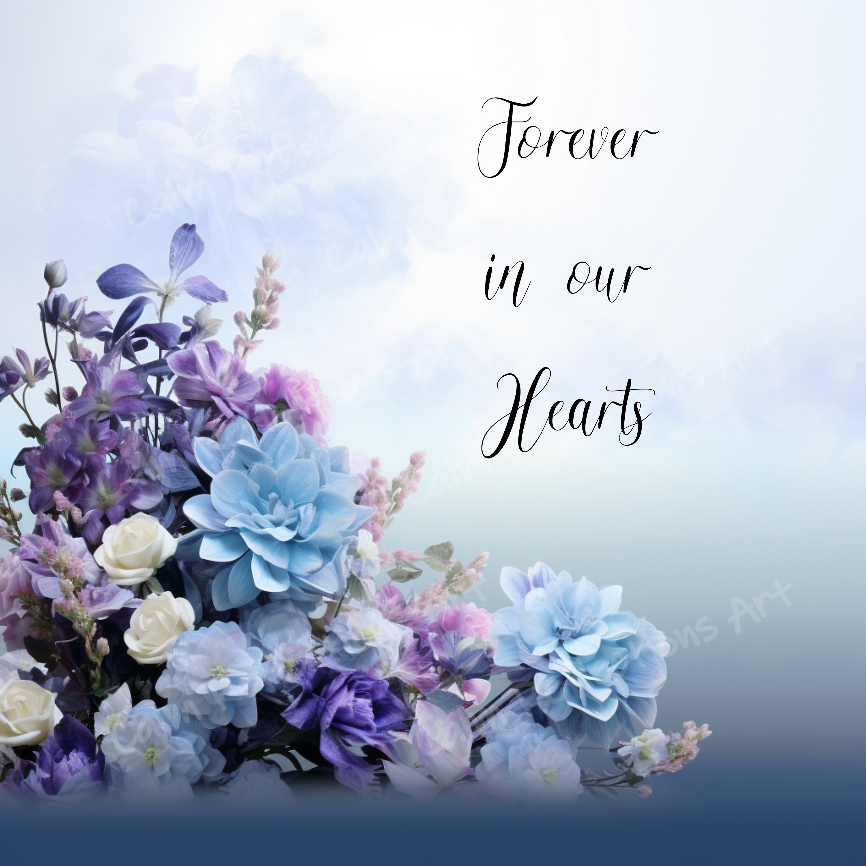 Blue Floral Frame Blue Flowers Memorial Background Heaven Backdrop ...