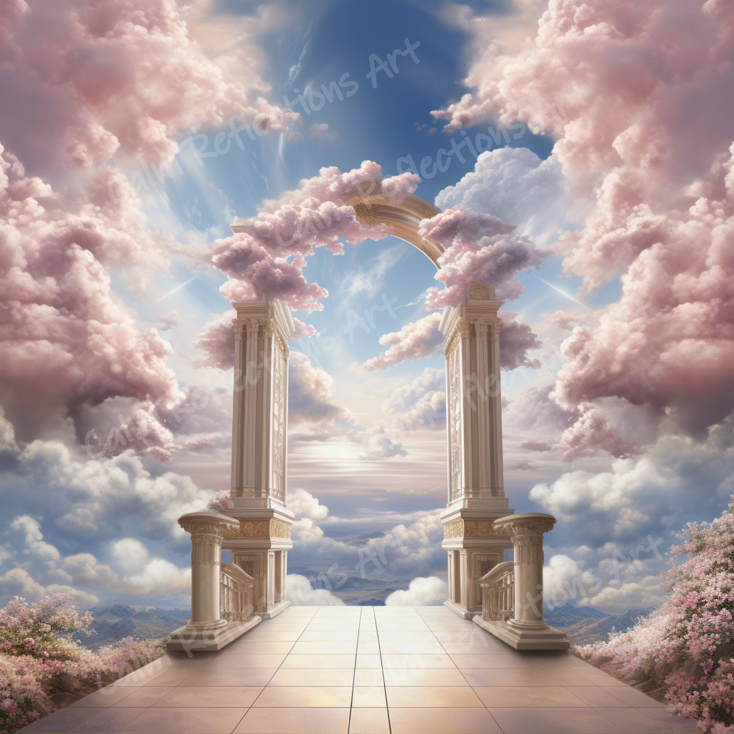 Pink Heaven Arch Pink Clouds Memorial Background Heaven Backdrop ...