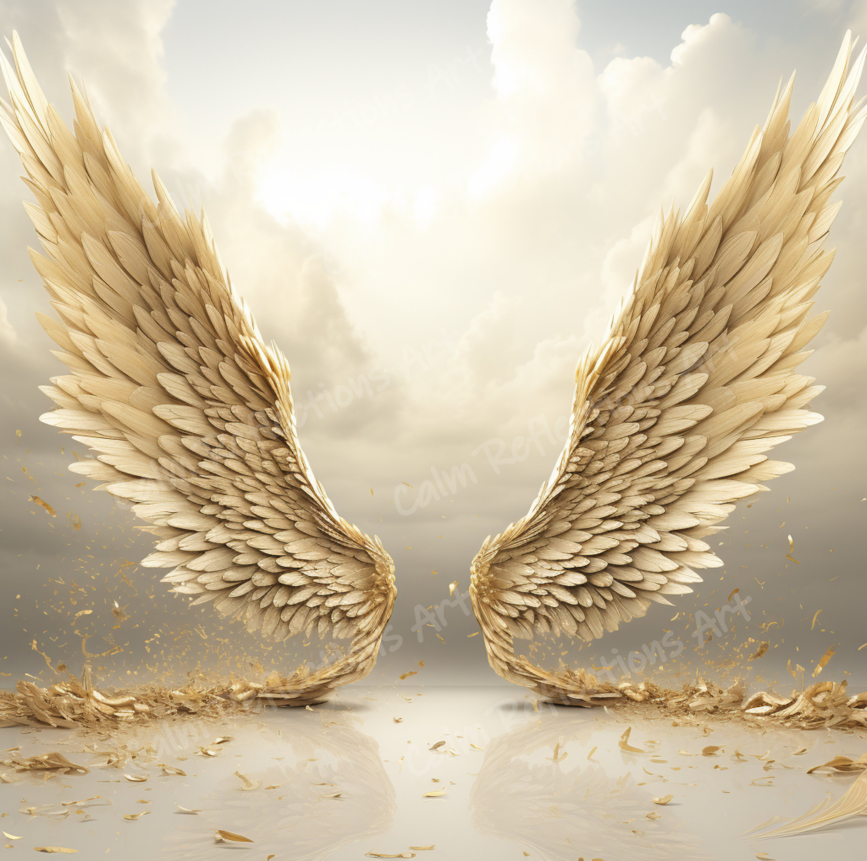 Gold Angels Wings Memorial Background Heaven Backdrop Memorial Template ...