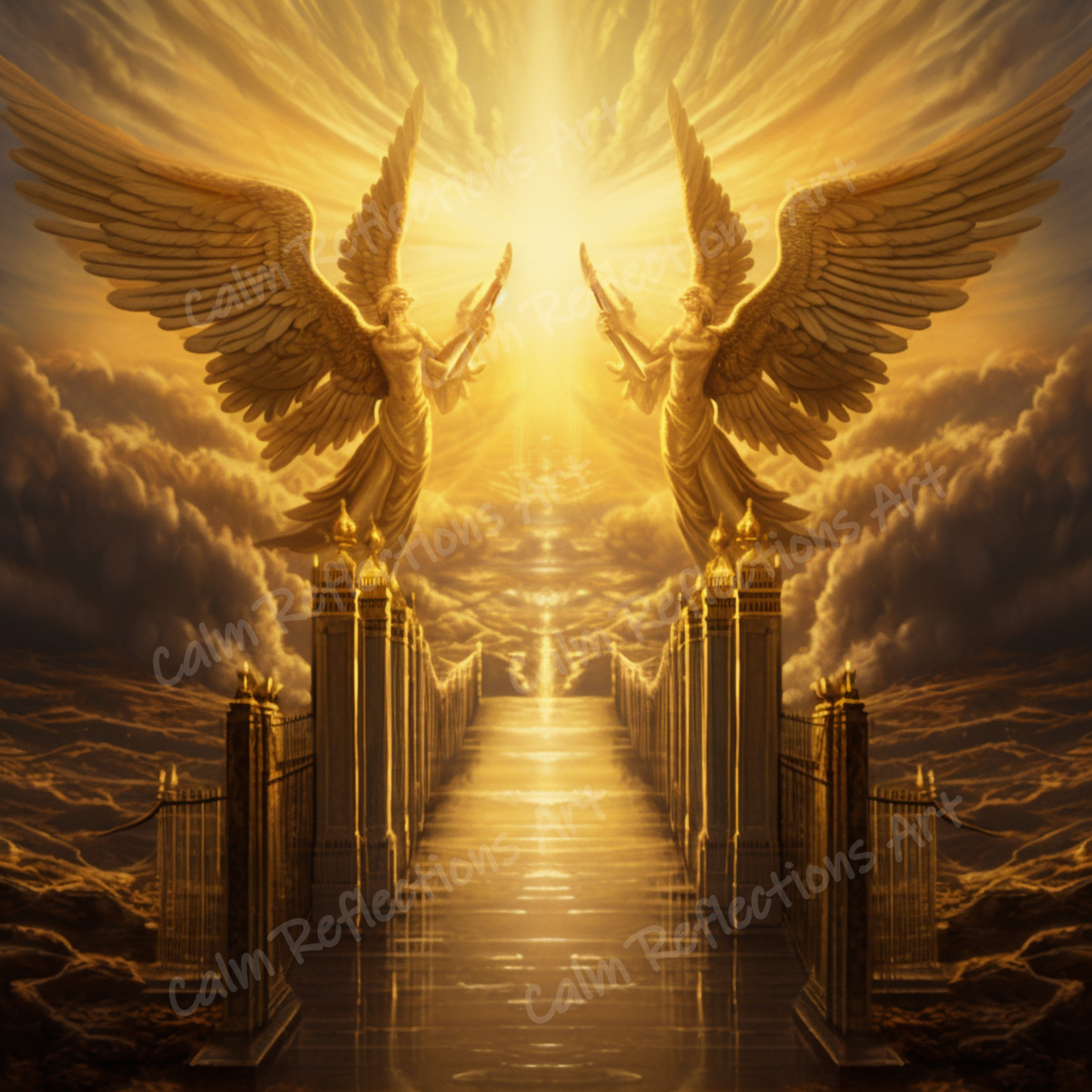 Golden Gates Memorial Background Heaven Backdrop Memorial Template ...