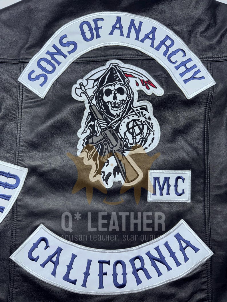 Men Jax Teller Vest SOA Vest Sons of Anarchy Vest in Black Blue Patches ...