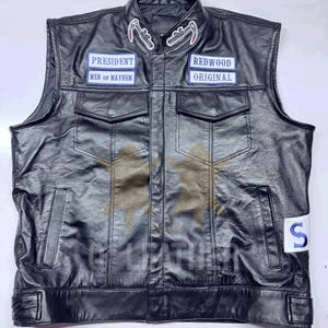 Men Jax Teller Vest SOA Vest Sons of Anarchy Vest in Black Blue Patches ...