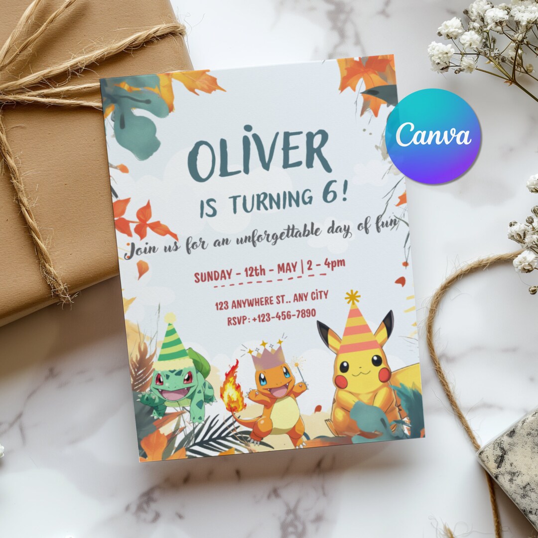 Editable Pokemon Birthday Invitation, Pokemon Birthday Party, Editable ...