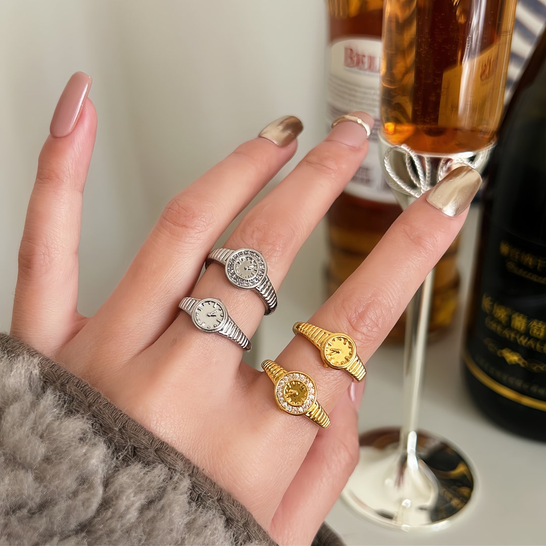 Stylish and Unique Timepiece Ring, Customized Women Girls Ring ...