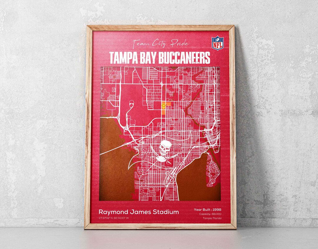 Tampa Bay Buccaneers Poster, Raymond James Stadium Map Framed Wall Art ...