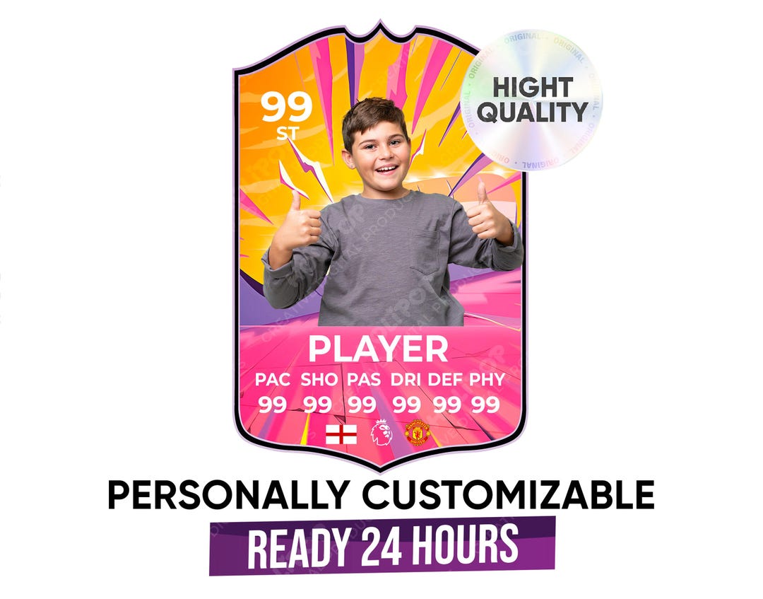 Printable 2025 Hero Style Football Card, Custom Digital Soccer Player ...