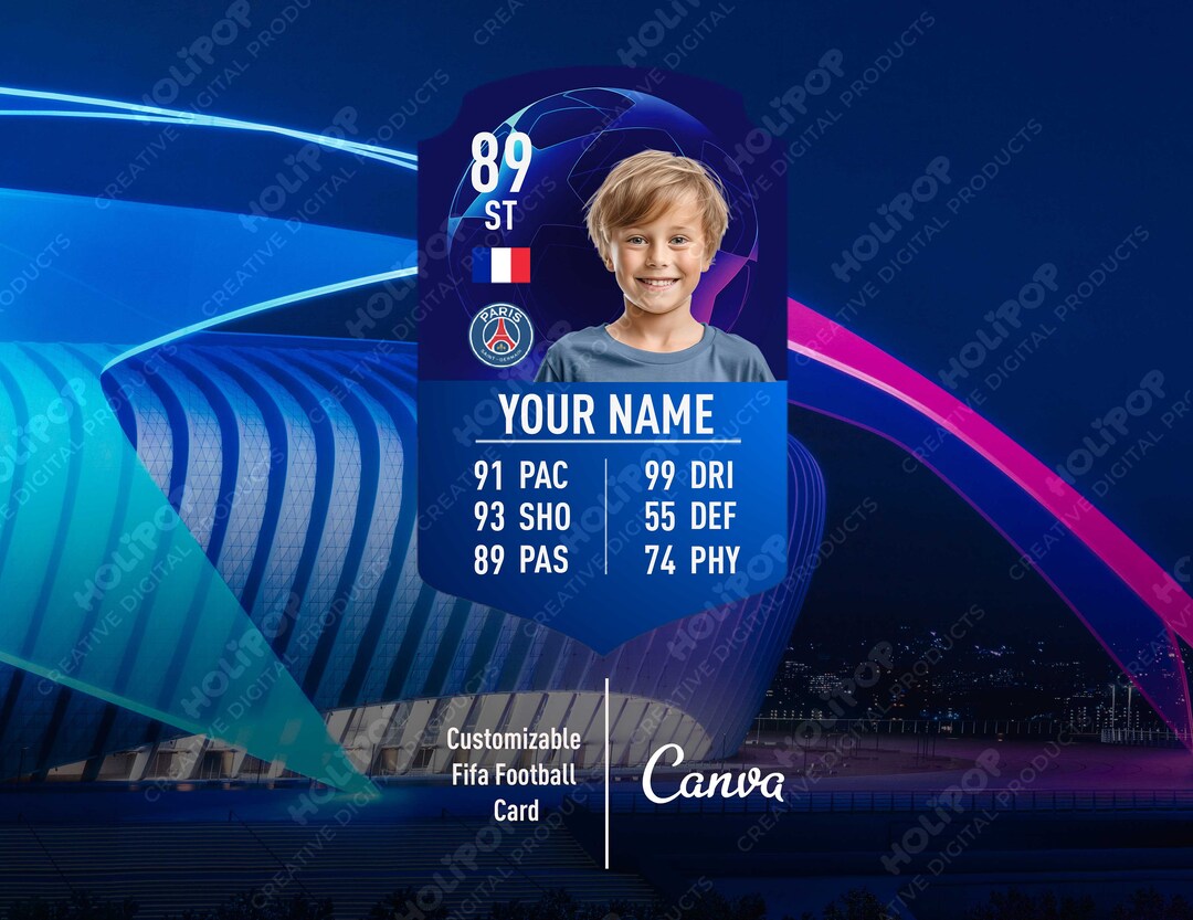 Champions League FIFA Card Customizable FUT Football Canva Template ...