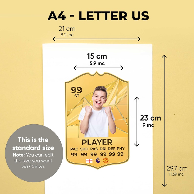 Customizable Canva 2025 Football Card Template – Personalized Gold ...
