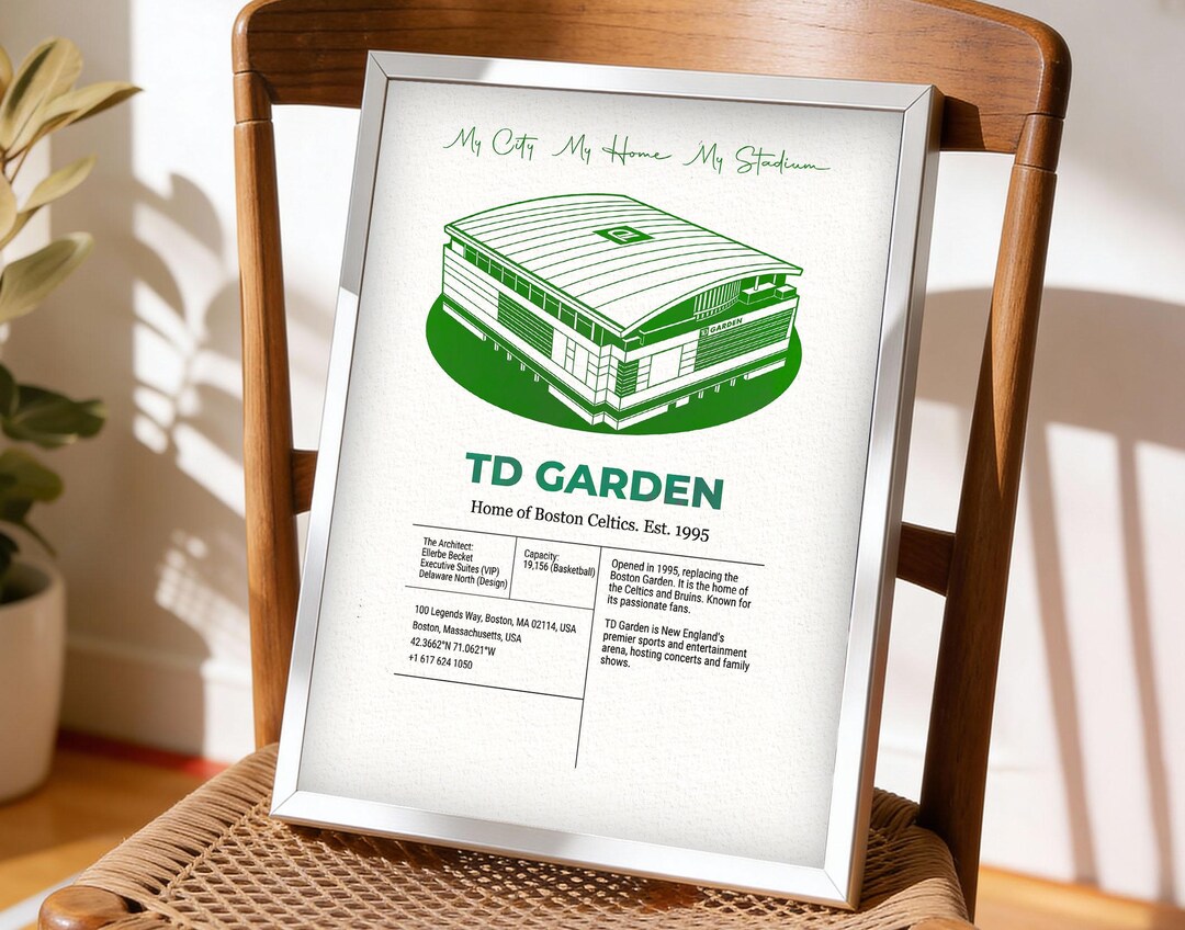 TD Garden Stadium Print, Boston Celtics Wall Art, Basketball Gift ...