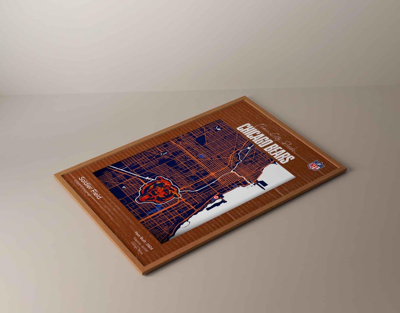 Chicago Bears Digital, Soldier Field Map Framed Wall Art, NFL Frameable ...