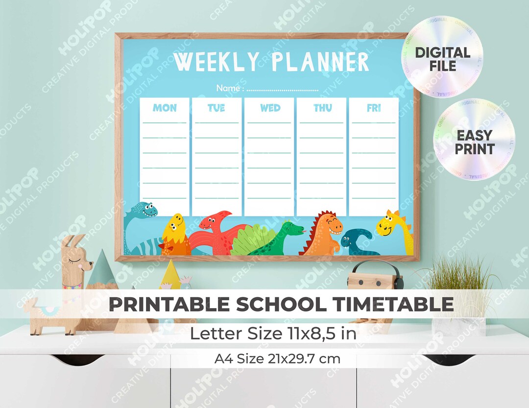 Printable Dinosaur School Timetable, Kids Daily Schedule, Back to ...