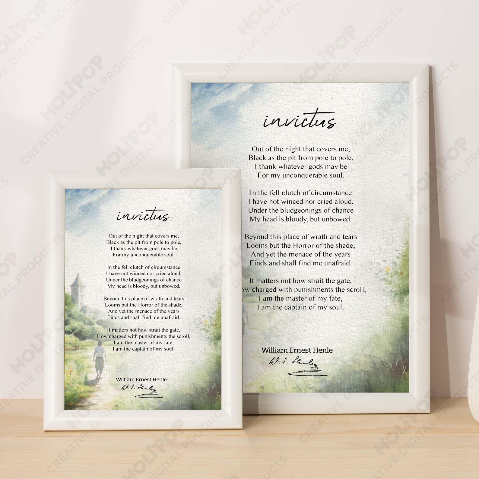 Invictus Poem Wall Art Illustrated | Watercolor, William Ernest Henley ...