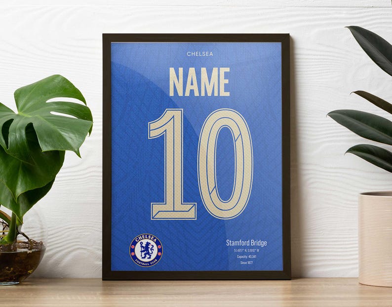 Chelsea Jersey Frame Ready Print | Personalized Chelsea Shirt Print ...
