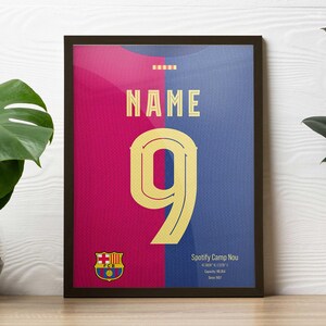 Custom Barcelona Jersey Poster, Frame Ready Print, Personalized ...