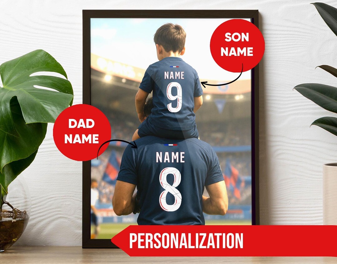 Personalized PSG Father & Son Football Art: Custom Jersey Poster ...