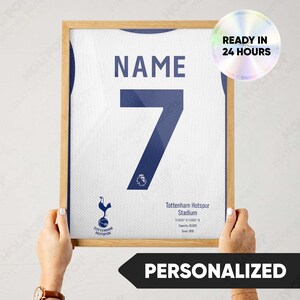 Personalized Tottenham Hotspur Jersey Print - Frame Ready Print - Ready ...