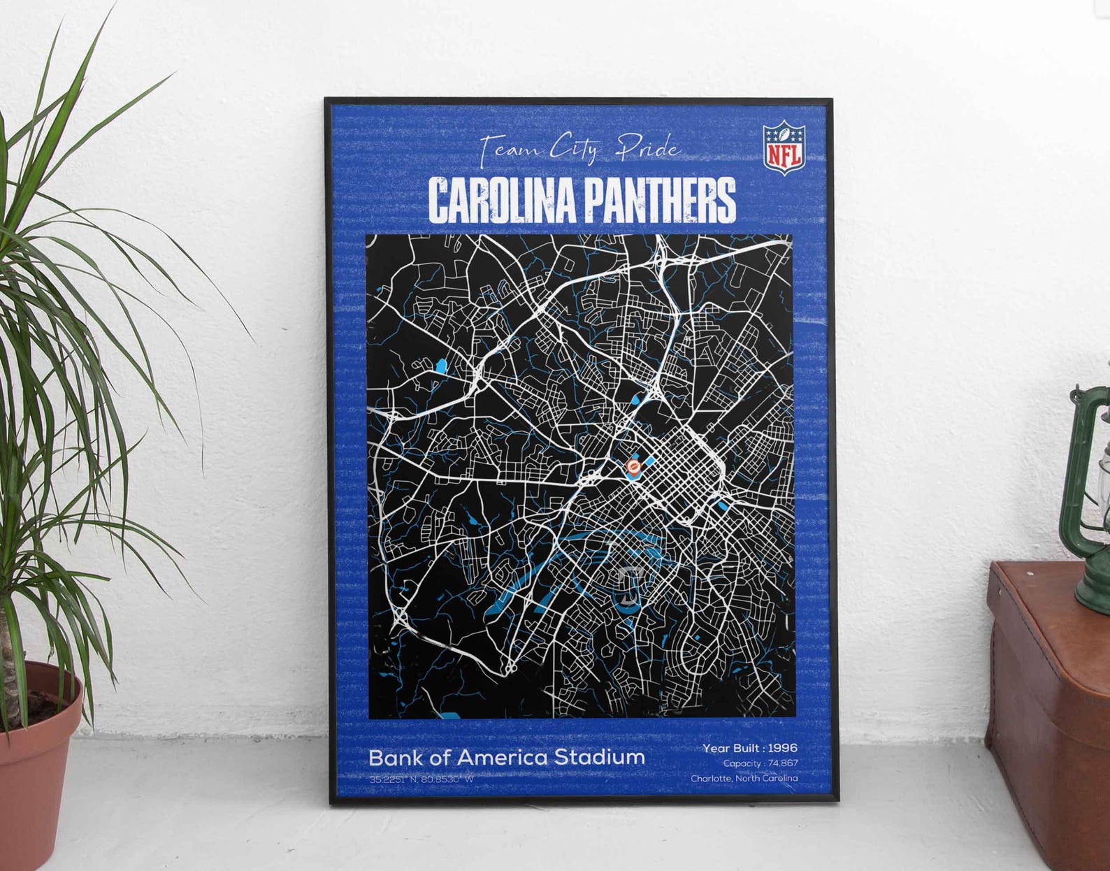 Carolina Panthers Stadium Map Art: NFL Football Poster (digital ...