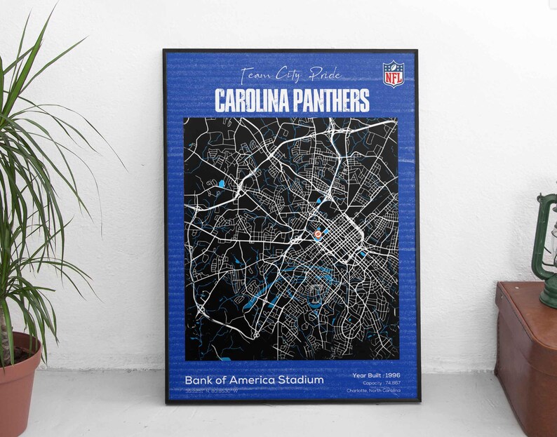 Carolina Panthers Stadium Map Art: NFL Football Poster (digital ...