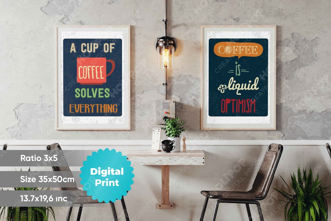 Coffee Shop Wall Art Set, Coffee Art Print Set, Coffee Shop Poster ...