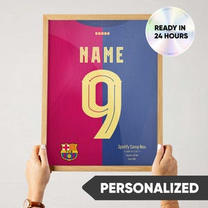 Custom Barcelona Jersey Poster, Frame Ready Print, Personalized ...