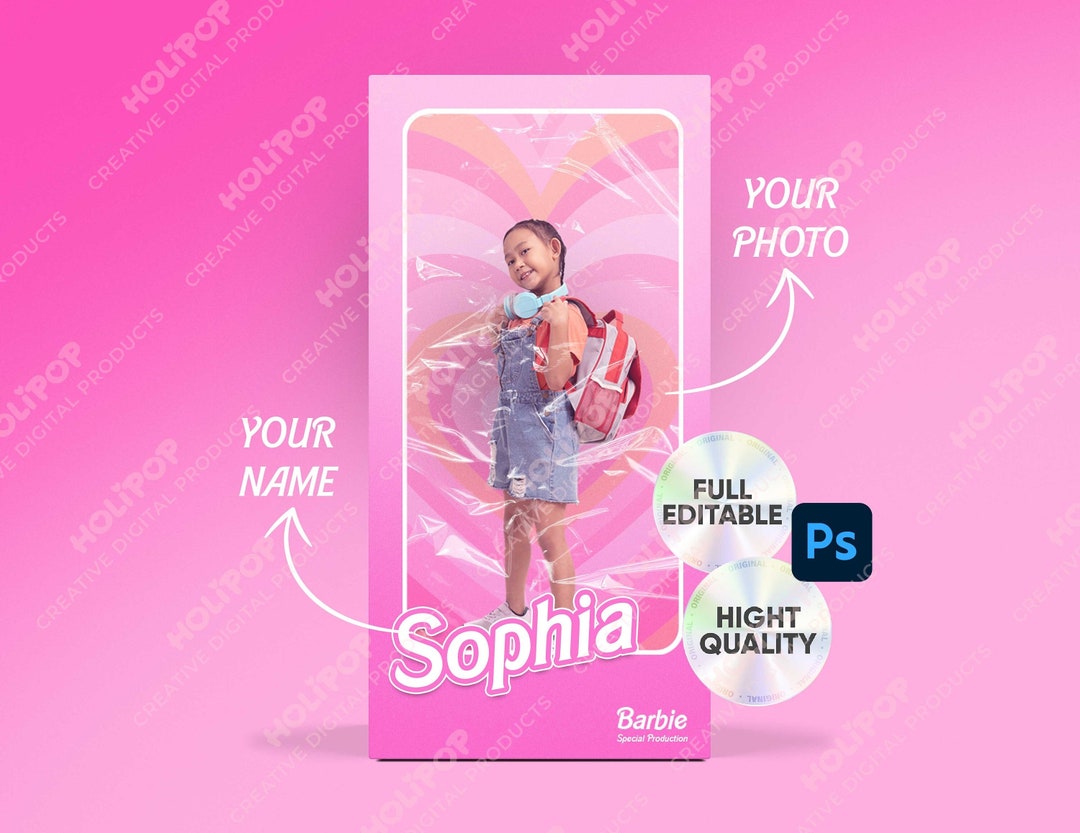 Customizable Barbie Box, Customize Name, Customize Photo, Pink Box Doll ...
