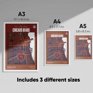 Chicago Bears Digital, Soldier Field Map Framed Wall Art, NFL Frameable ...