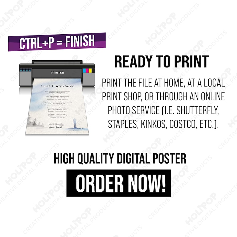 First They Came Poem Wall Art | Watercolor Illustrated Martin Niemöller ...