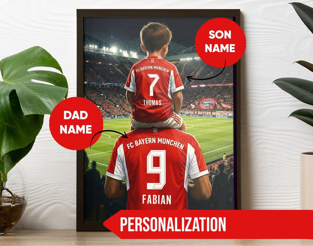 Bayern Munich Father and Son Poster: Custom Names and Numbers (digital ...