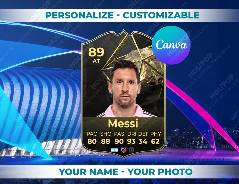 EAFC 24 Messi TOTW FUT Card Fifa 2024 Ultimate Team, Customizable Canva ...
