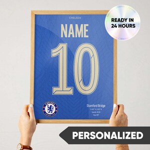Chelsea Jersey Frame Ready Print | Personalized Chelsea Shirt Print ...