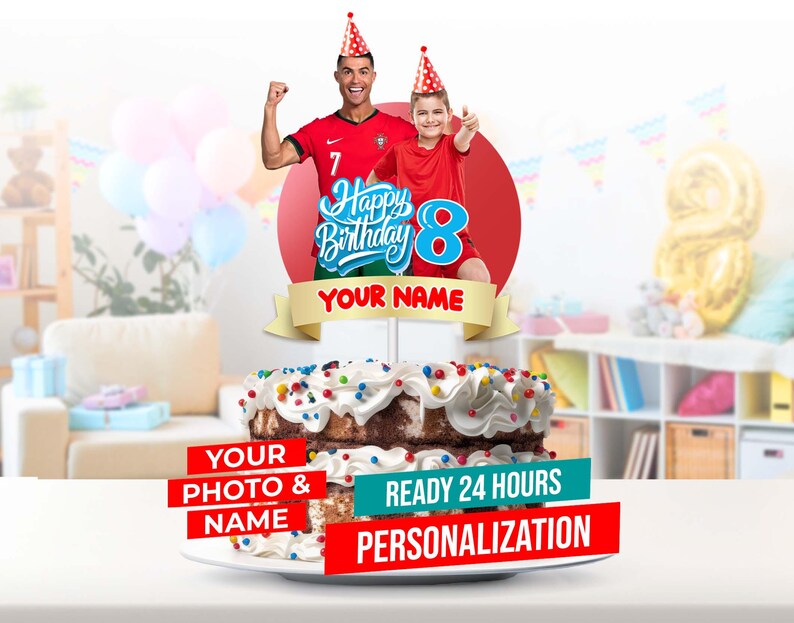 Personalized Ronaldo Cake Topper, Custom CR7 Birthday Party Decoration ...