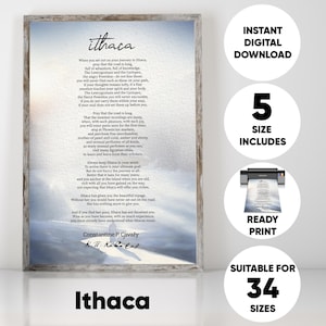 Ithaca Poem Poster - Inspirational Wall Art Print - Constantine Cavafy ...