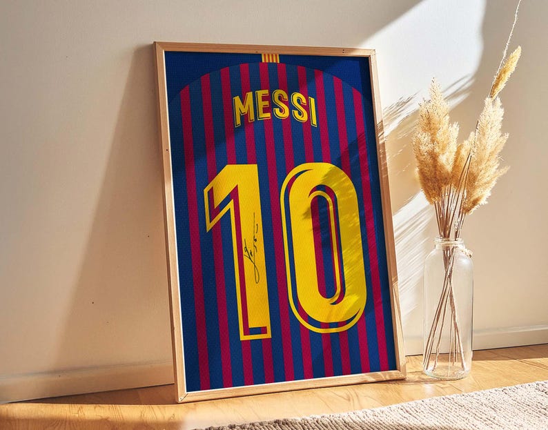 Lionel Messi Barcelona Poster, Iconic Number 10 Jersey Wall Art, Barça ...