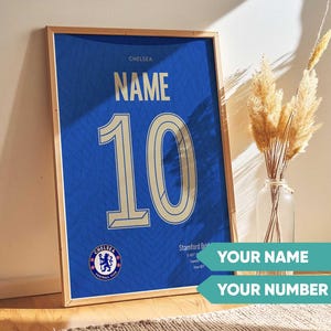 Chelsea Jersey Frame Ready Print | Personalized Chelsea Shirt Print ...