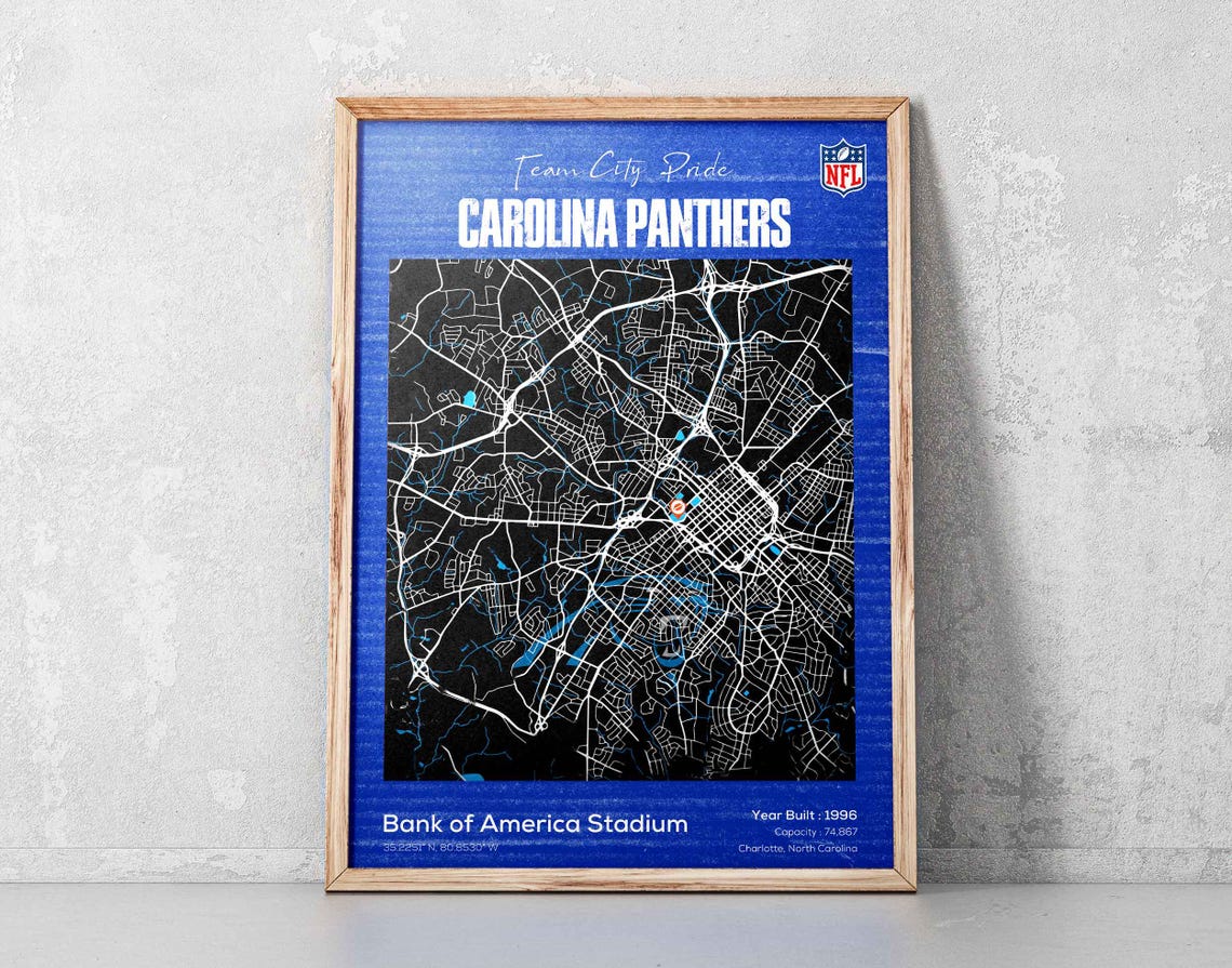Carolina Panthers Stadium Map Art: NFL Football Poster (digital ...