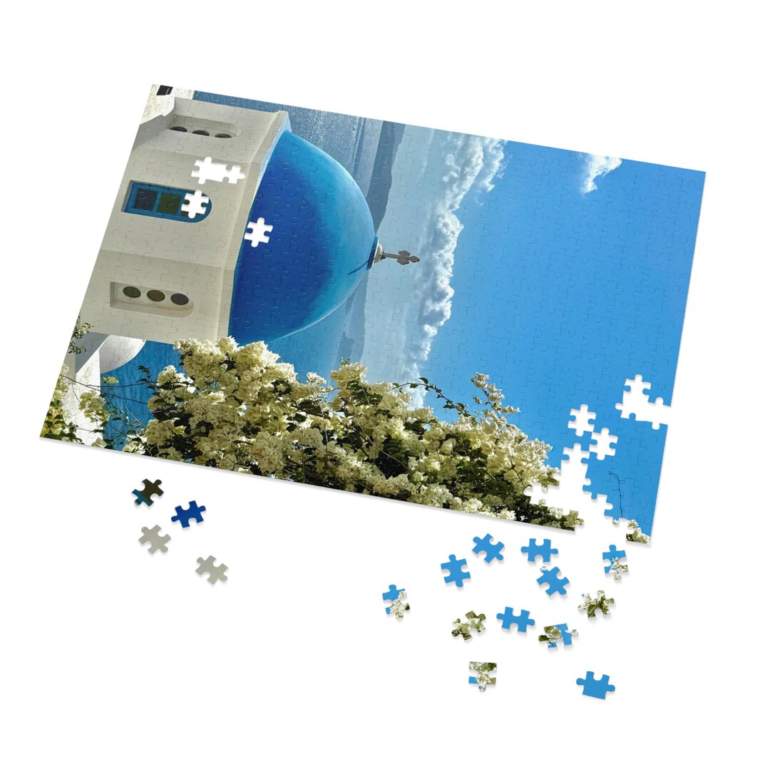 Jigsaw Puzzle Santorini Greece Blue Domes 2 500 Piece With Relaxing ...