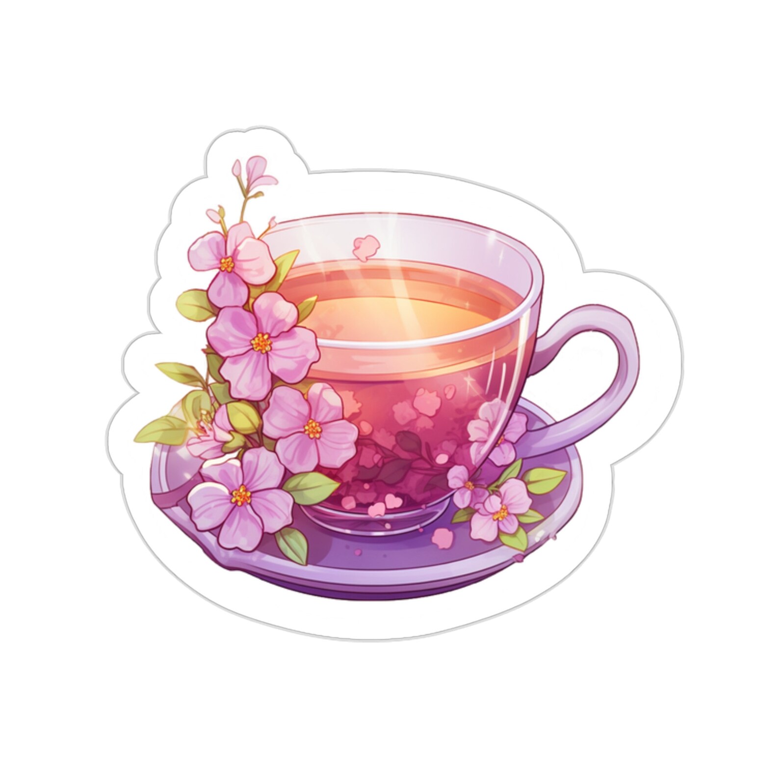 Sakura Tea Delight Sticker - Etsy